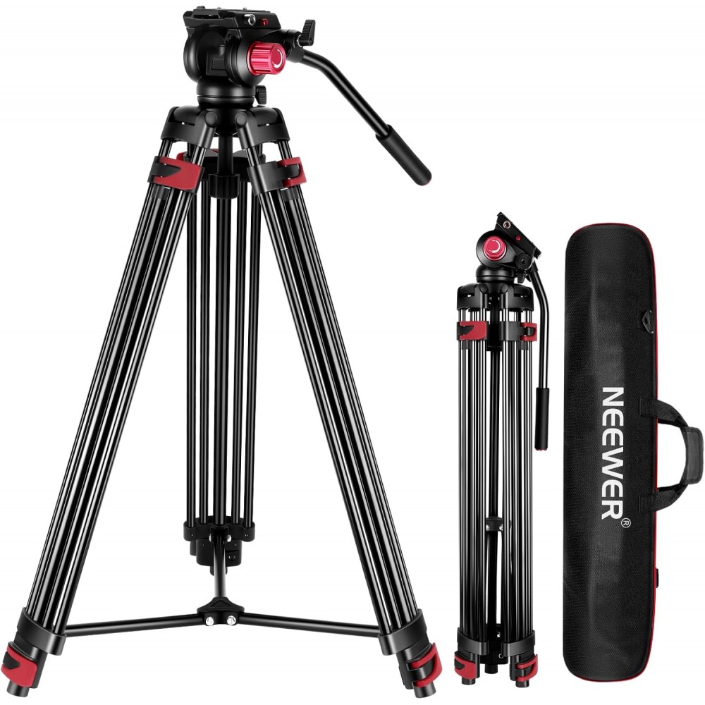 Neewer 2M Heavy Duty Aluminum Alloy Camera Tripod Stand Fluid ...